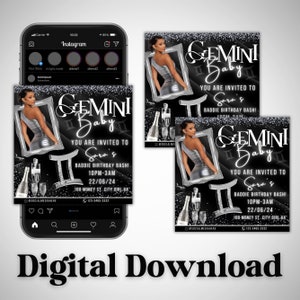 Gemini Birthday Flyer, Gemini Birthday Invitation, Birthday Event ...