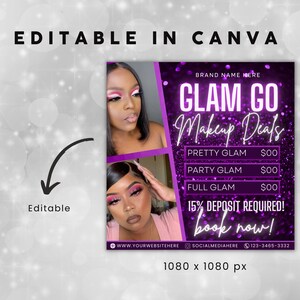 Editable Glam Go Makeup Special Deals Template, Custom Makeup Pricing ...