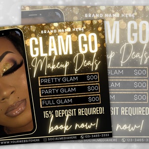Editable Glam Go Makeup Special Deals Template, Custom Makeup Pricing ...