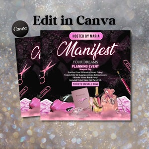 Vision Board Flyer, Vision Board Party Flyer, Manifesting Event Flyer ...