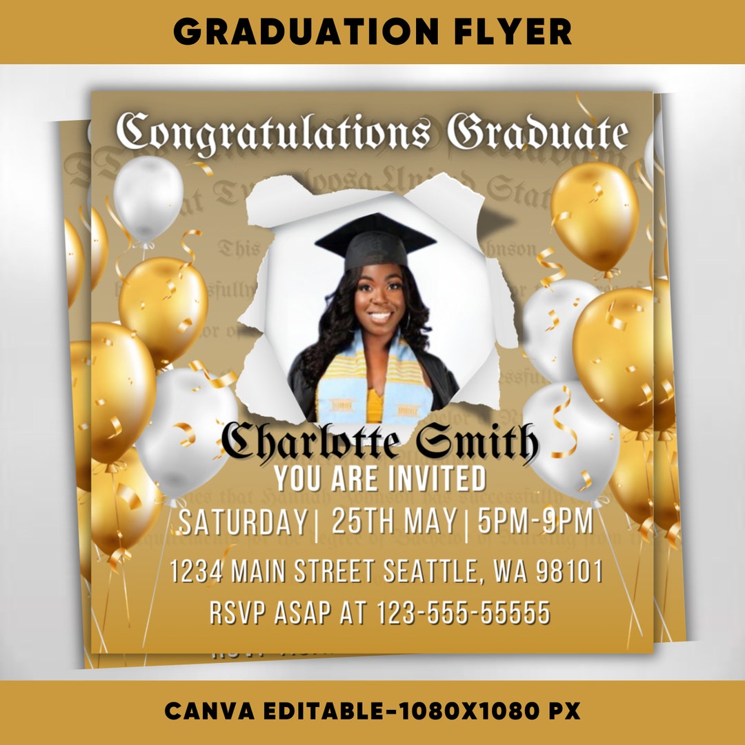 Class of 2024 Graduation Flyer, Canva Graduation Invite, DIY Grad ...