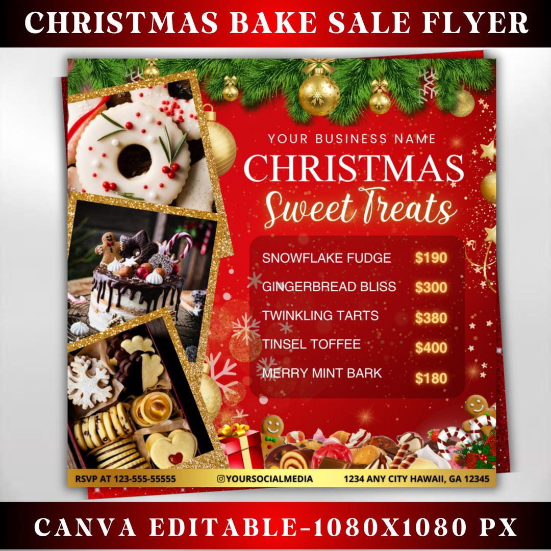 Christmas Sweet Treats Flyer, Diy Flyer Template Design, December Bake ...