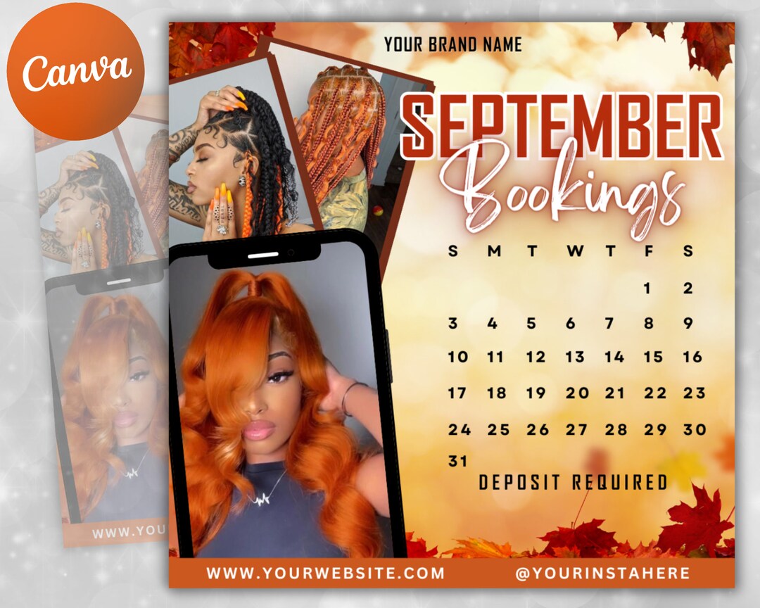 Editable September Fall Flyer, Booking Now Available, Appointment Flyer ...