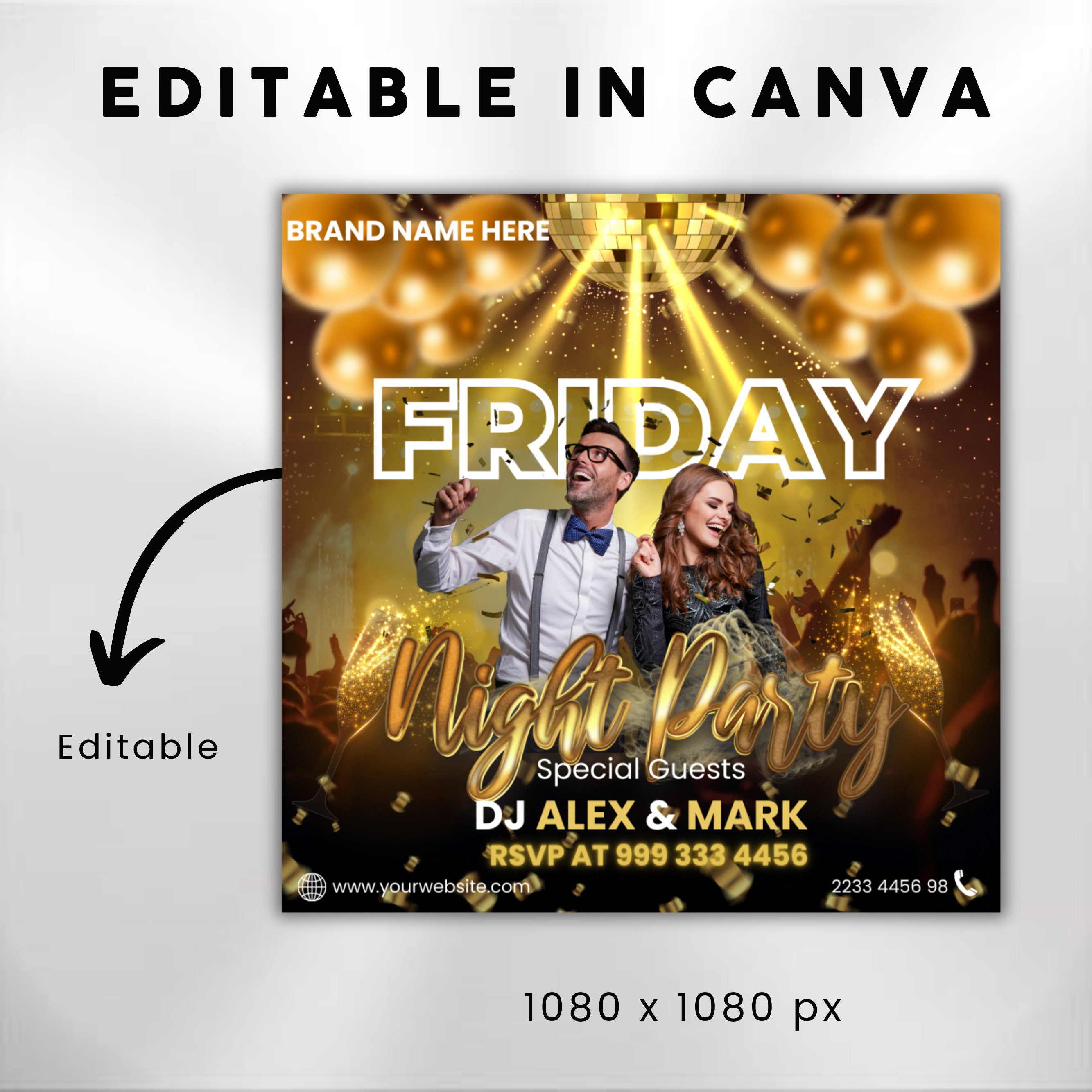 Club Flyer Template, Event Flyer, DIY Flyer Design, Digital Birthday ...