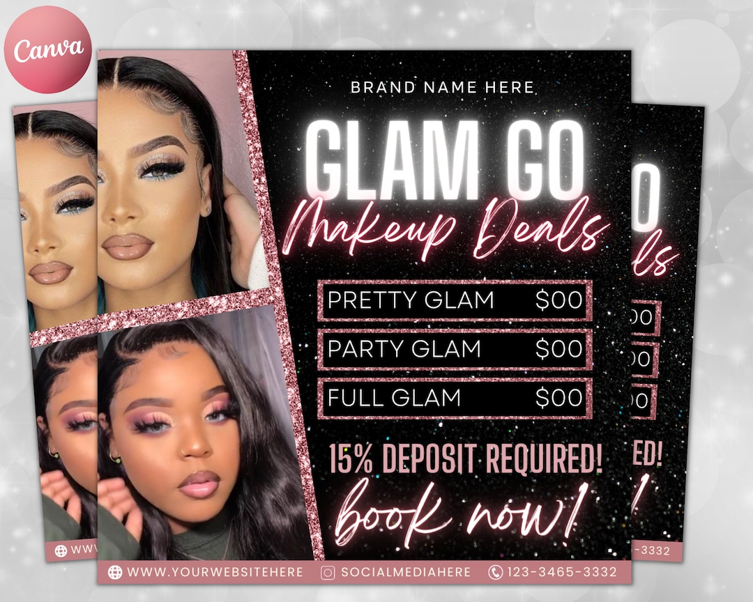 Printable Glam Go Makeup Special Deals Flyer, Custom Makeup Pricing ...