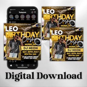 Leo Birthday Flyer, Leo Party Invite, Birthday Girl Invitation ...