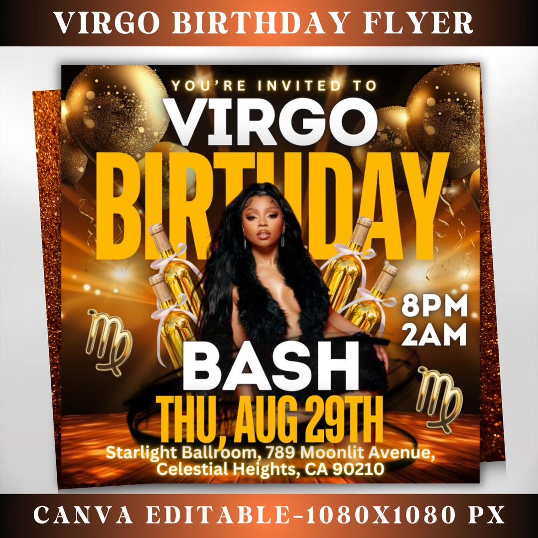 Virgo Birthday Flyer, Birthday Girl, Happy Birthday Flyer, Virgo Season ...