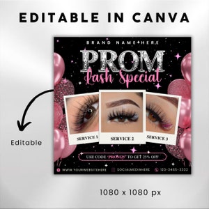 Prom Lash Flyer, Lash Special Flyer, Prom Flyer, Prom Makeup Flyer, DIY ...