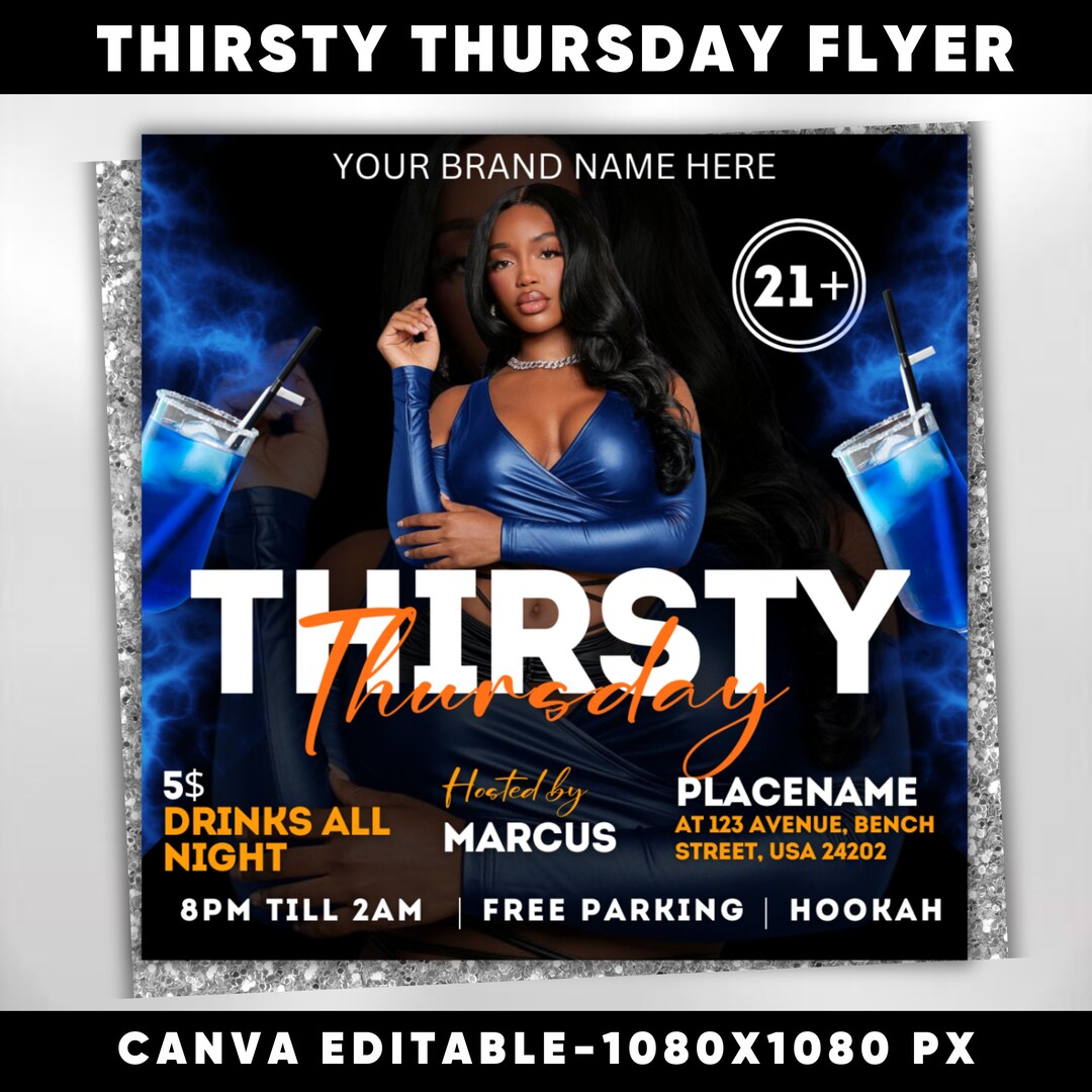 Thirsty Thursday Party Flyer, Editable Thursdays Party Flyer, Thursday ...