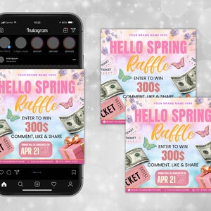 Spring Raffle Flyer, DIY Flyer Template Design, Spring Giveaway Flyer ...
