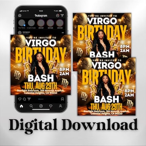 Virgo Birthday Flyer, Birthday Girl, Happy Birthday Flyer, Virgo Season ...