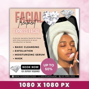 Facial Specials Flyer DIY Canva Template Facial Treatment Flyer Book ...