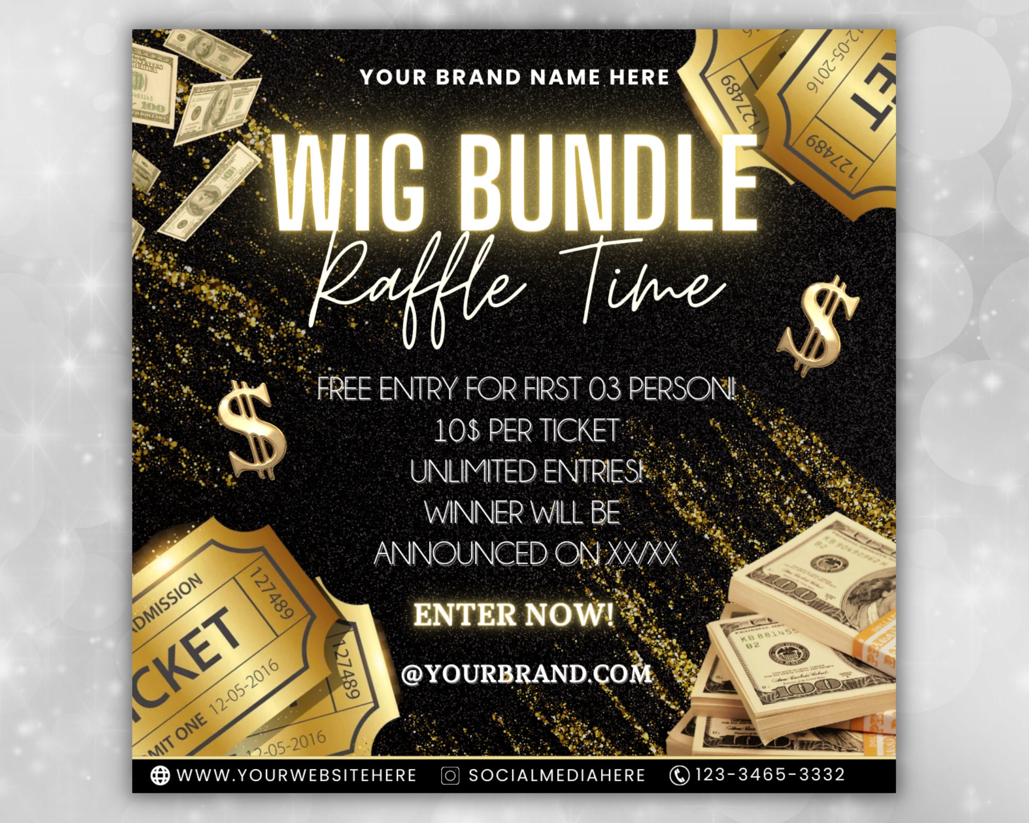 Raffle Flyer Template DIY Business Branding Giveaway Ticket - Etsy