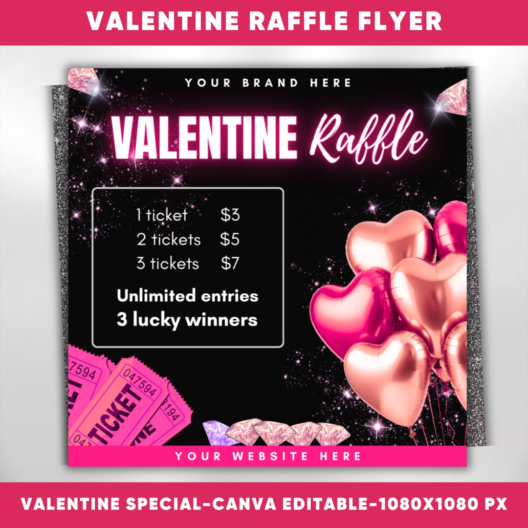 Valentine's Day Raffle Flyer, Event Giveaway Flyer, Valentine Raffle ...