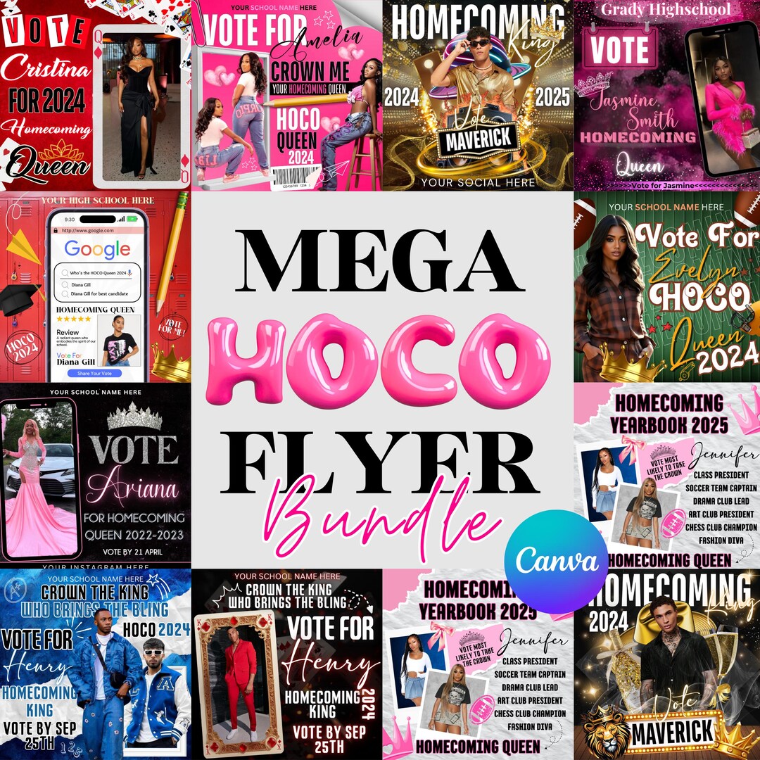 Editable Homecoming Queen Campaign Flyer Bundle, Homecoming Election ...