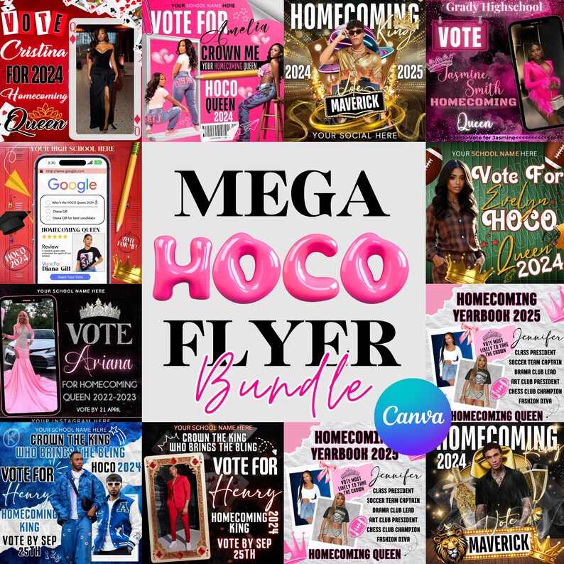 Editable Homecoming Queen Campaign Flyer Bundle, Homecoming Election ...