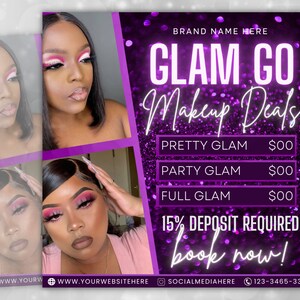 Editable Glam Go Makeup Special Deals Template, Custom Makeup Pricing ...