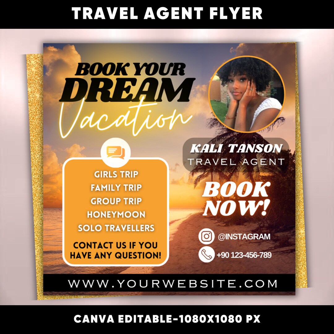 Travel Agent Flyer Template, Travel Agent Content, Girls Trip Flyer ...