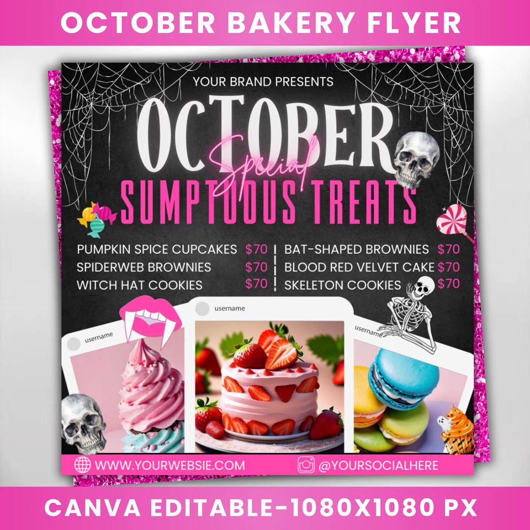 Halloween Flyer, October Bake Sale Flyer, Bake Shop Flyer, Cake Flyer ...