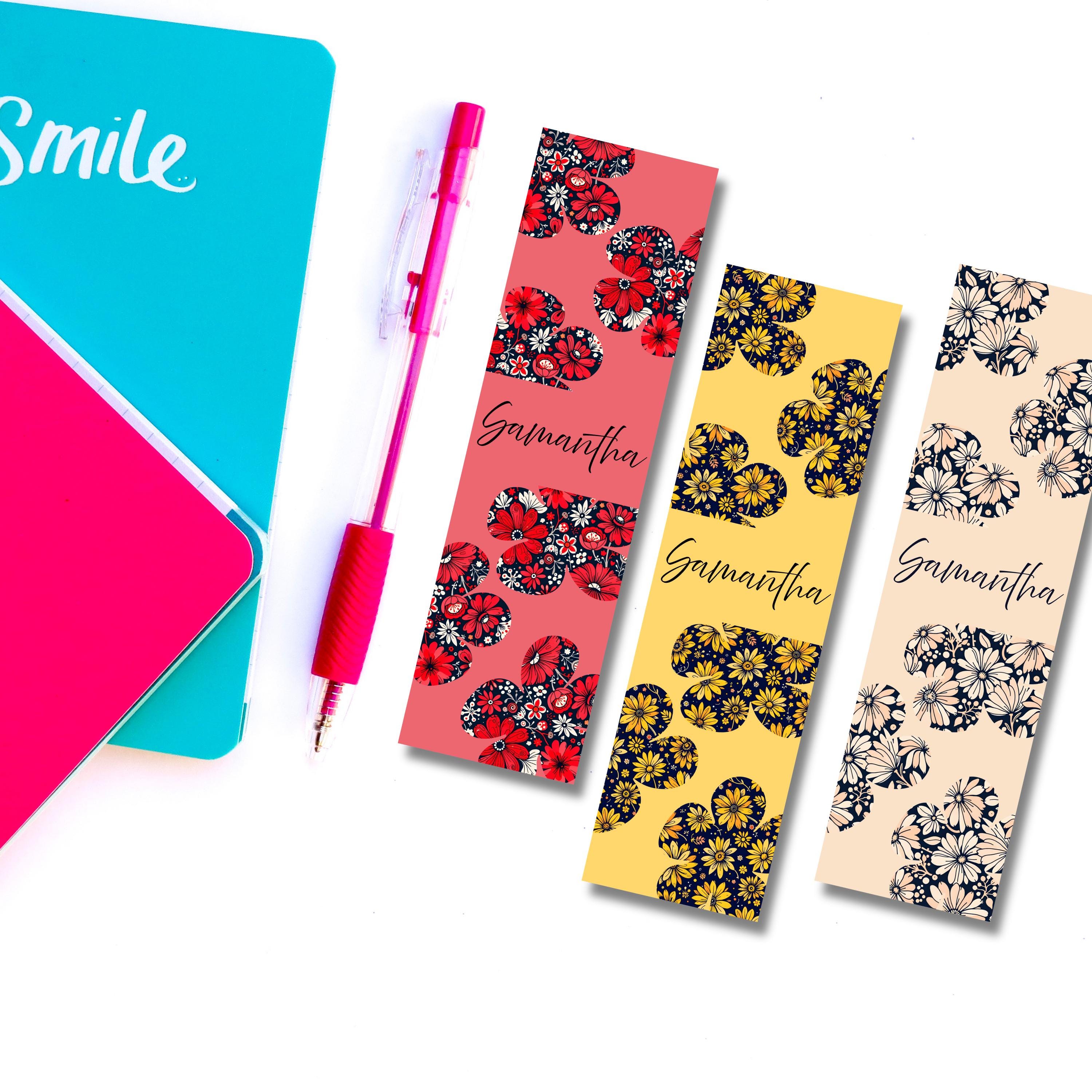 Printable Floral Bookmark Set of 3 | Personalized 2x7 Name Bookmarks ...