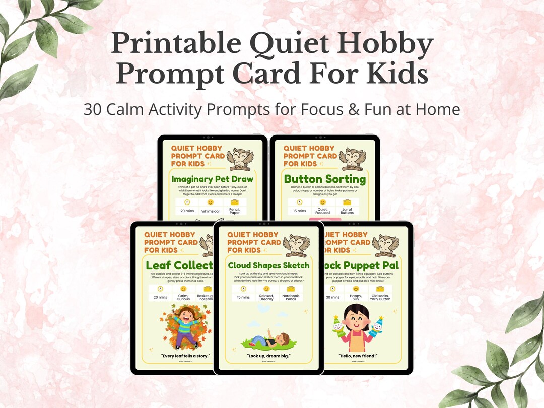Printable Quiet Hobby Cards for Kids – Printable Kids Set of 30 Calm ...