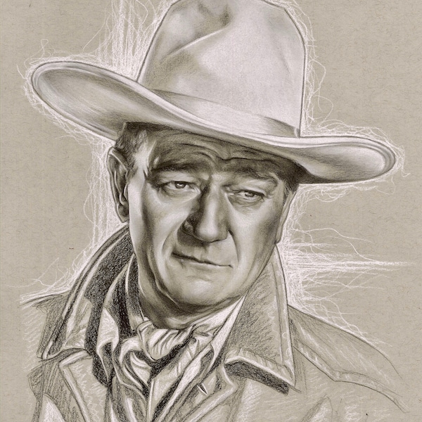 John Wayne Lithograph - Etsy