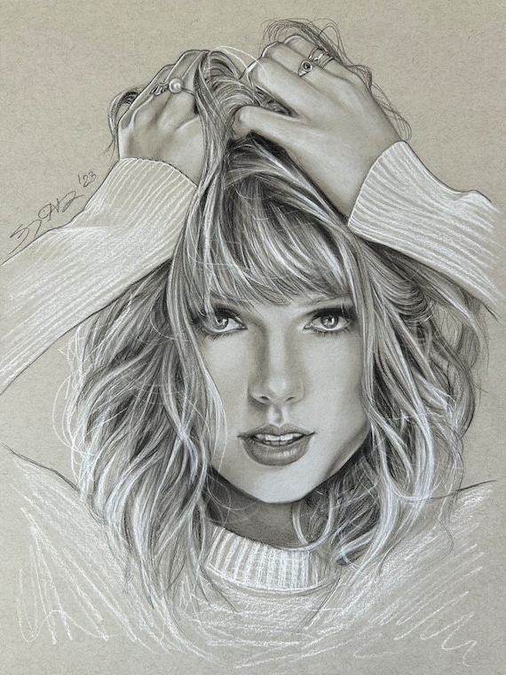 Taylor Swift Drawing Taylor Swift Colored Pencil Drawing Etsy UK