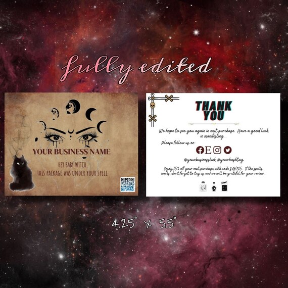 INSTANT DOWNLOAD Front and Back Template. Thank You for Your - Etsy