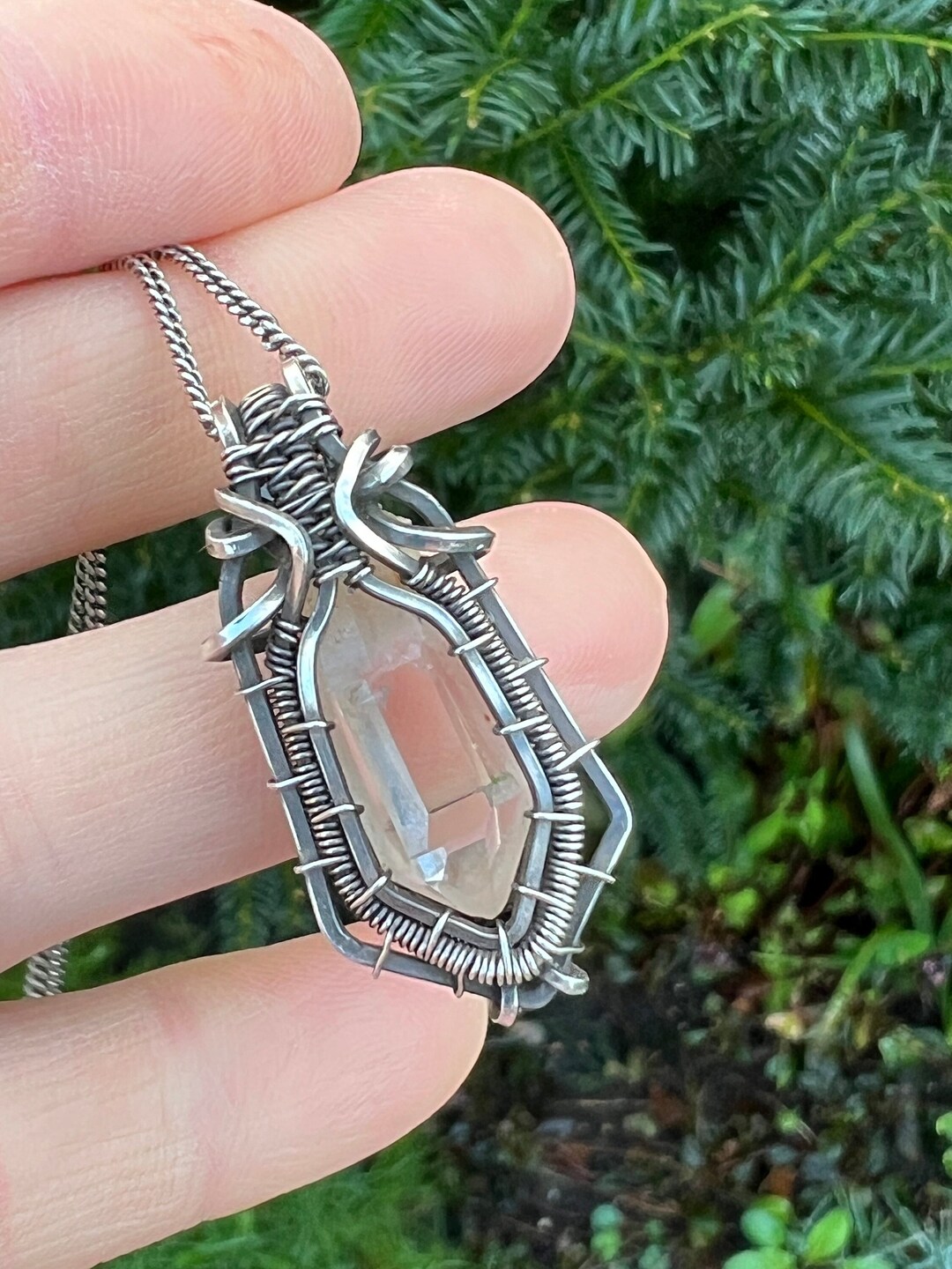 Elven Elvish Quartz Water Clear Crystal in Sterling Silver Pendant ...
