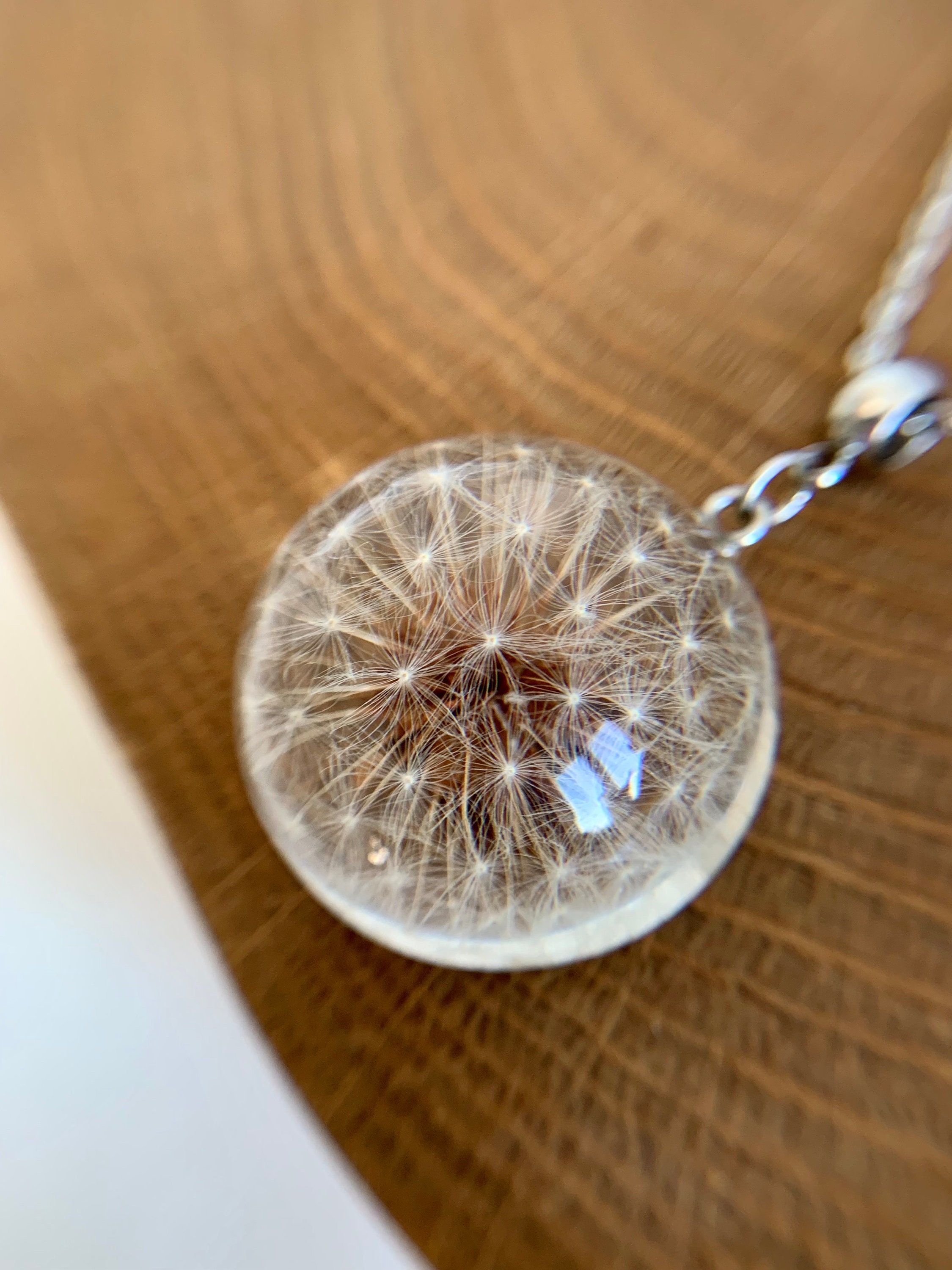 Dandelion Hemisphere Necklace, Real Dandelion Jewelry, Dandelion ...