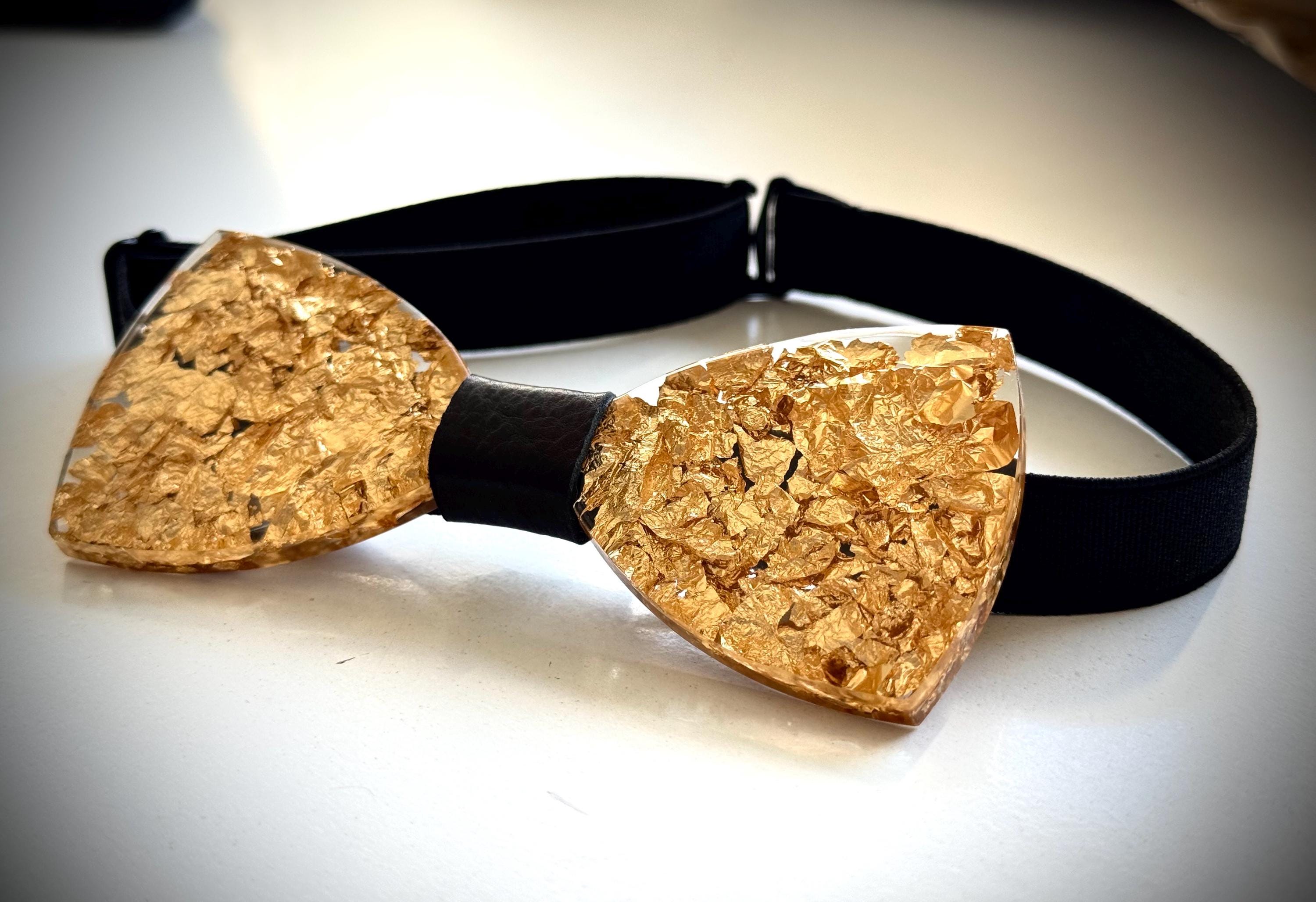 Gold Bow Tie, Wedding Bow Tie, Man’s Bow Tie, Unique Bow Tie, Unusual ...