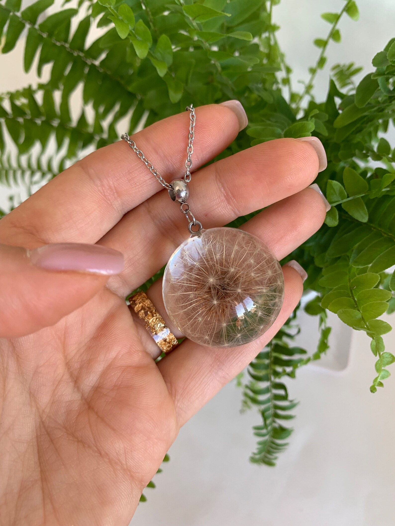 Dandelion Hemisphere Necklace, Real Dandelion Jewelry, Dandelion ...