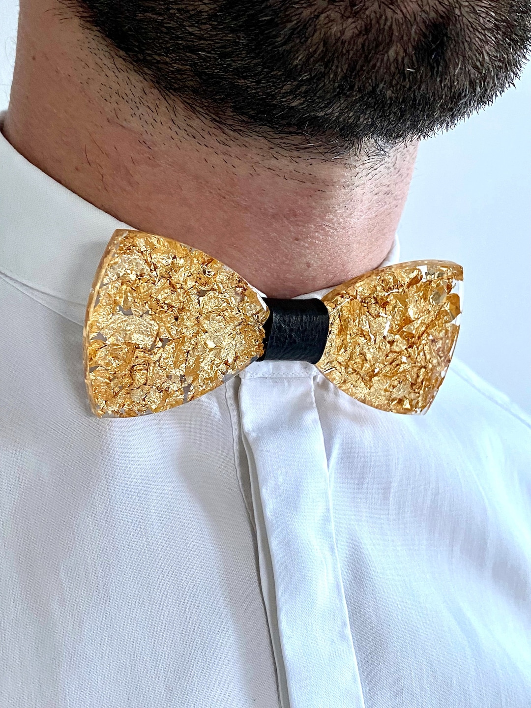 Gold Bow Tie, Wedding Bow Tie, Man’s Bow Tie, Unique Bow Tie, Unusual Bow Tie, Unusual Gift for ...