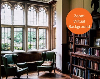 Library Bookshelf Zoom Background, Digital Virtual Background for Zoom ...