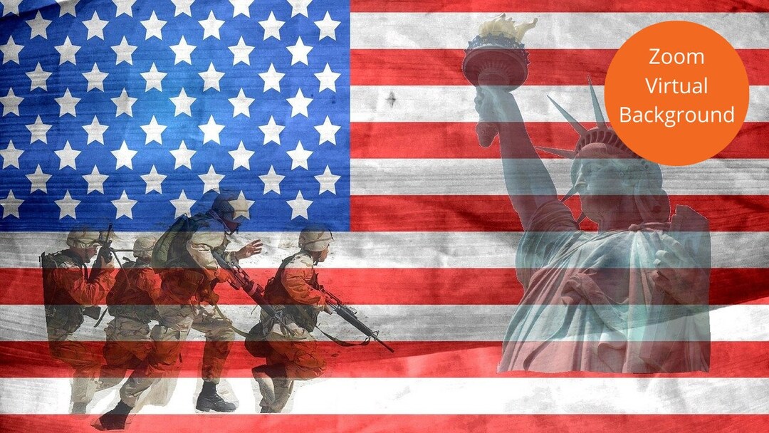 Patriotic Zoom Background, Memorial Day Background, Troops, Digital ...