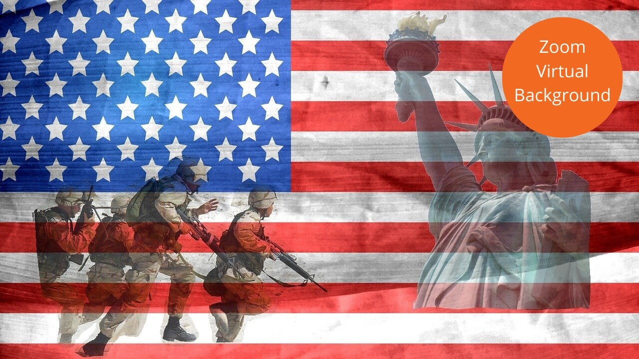 Patriotic Zoom Background, Memorial Day Background, Troops, Digital ...