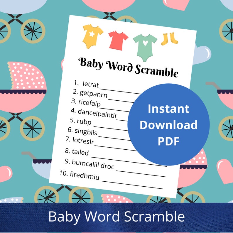 Baby Shower Games, Baby Word Scramble, Word Scramble Party Game ...