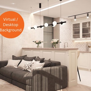 Neutral Zoom Background, Living Room Professional Virtual Background ...