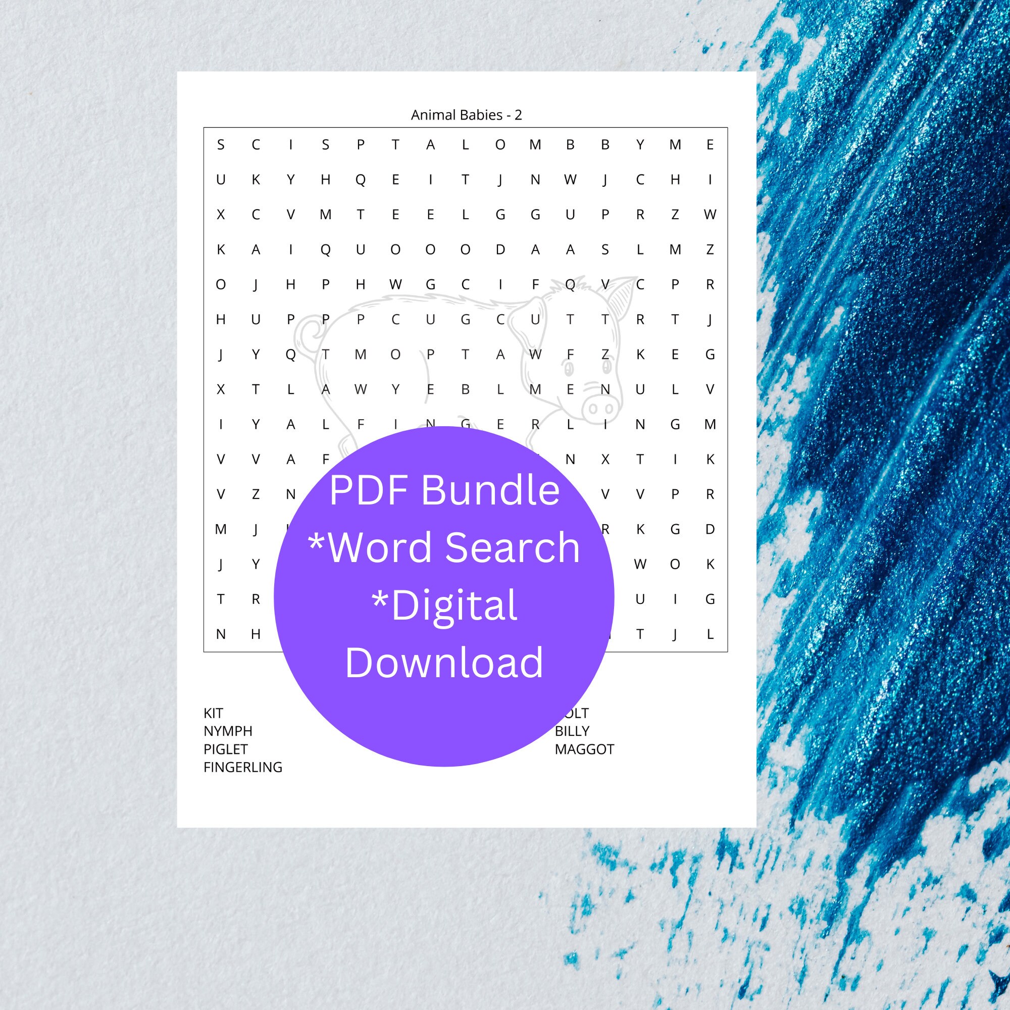 Animal Babies Word Search Printable With Answer Key Animal Theme Puzzle ...