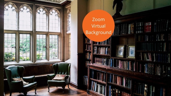 Formal Library Bookshelf Zoom Background Digital Virtual - Etsy