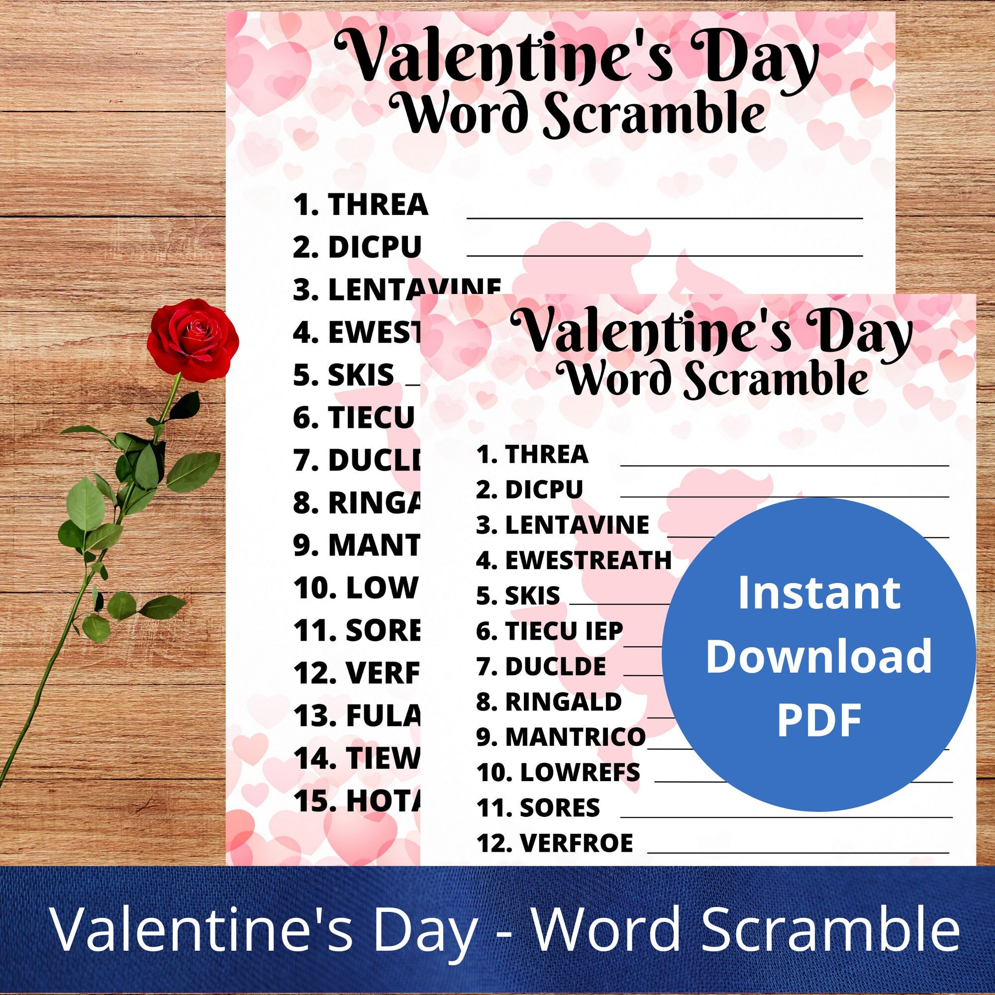 Printable Valentine's Day Word Scramble, Word Scramble Party Game ...