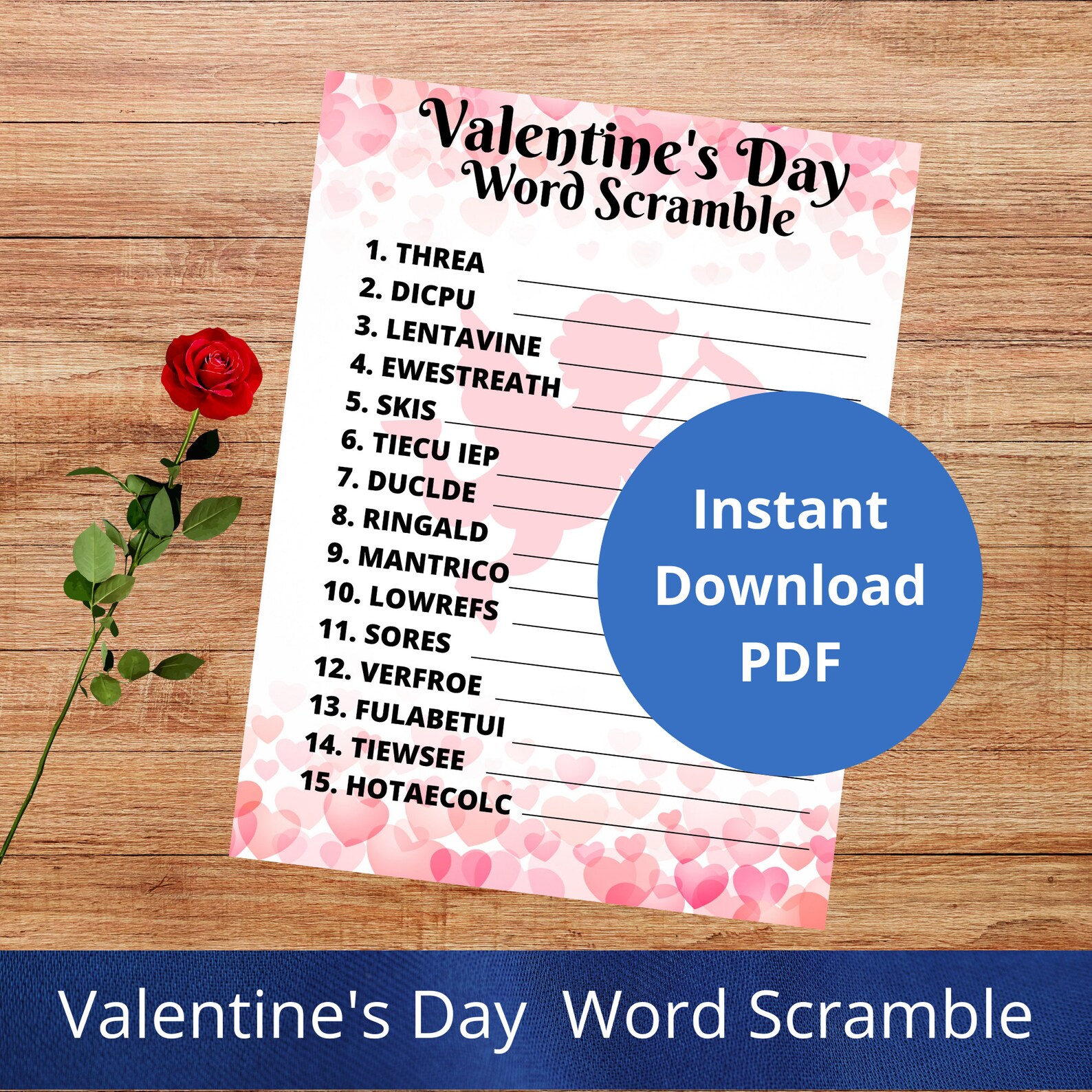 Printable Valentine's Day Word Scramble, Word Scramble Party Game ...