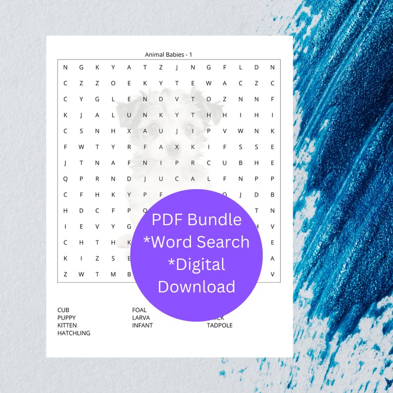 Animal Babies Word Search Printable With Answer Key Animal Theme Puzzle ...