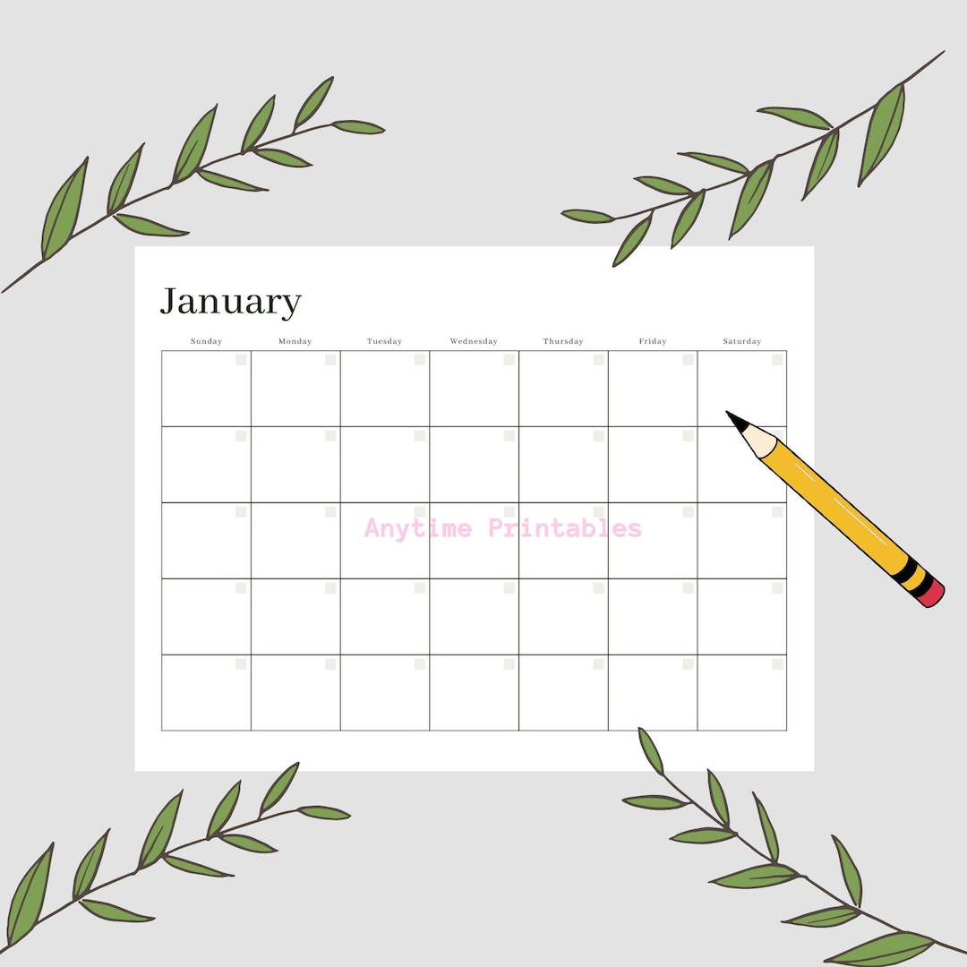 Printable 12 Month Perpetual Calendar, Digital Download, Monthly Blank ...