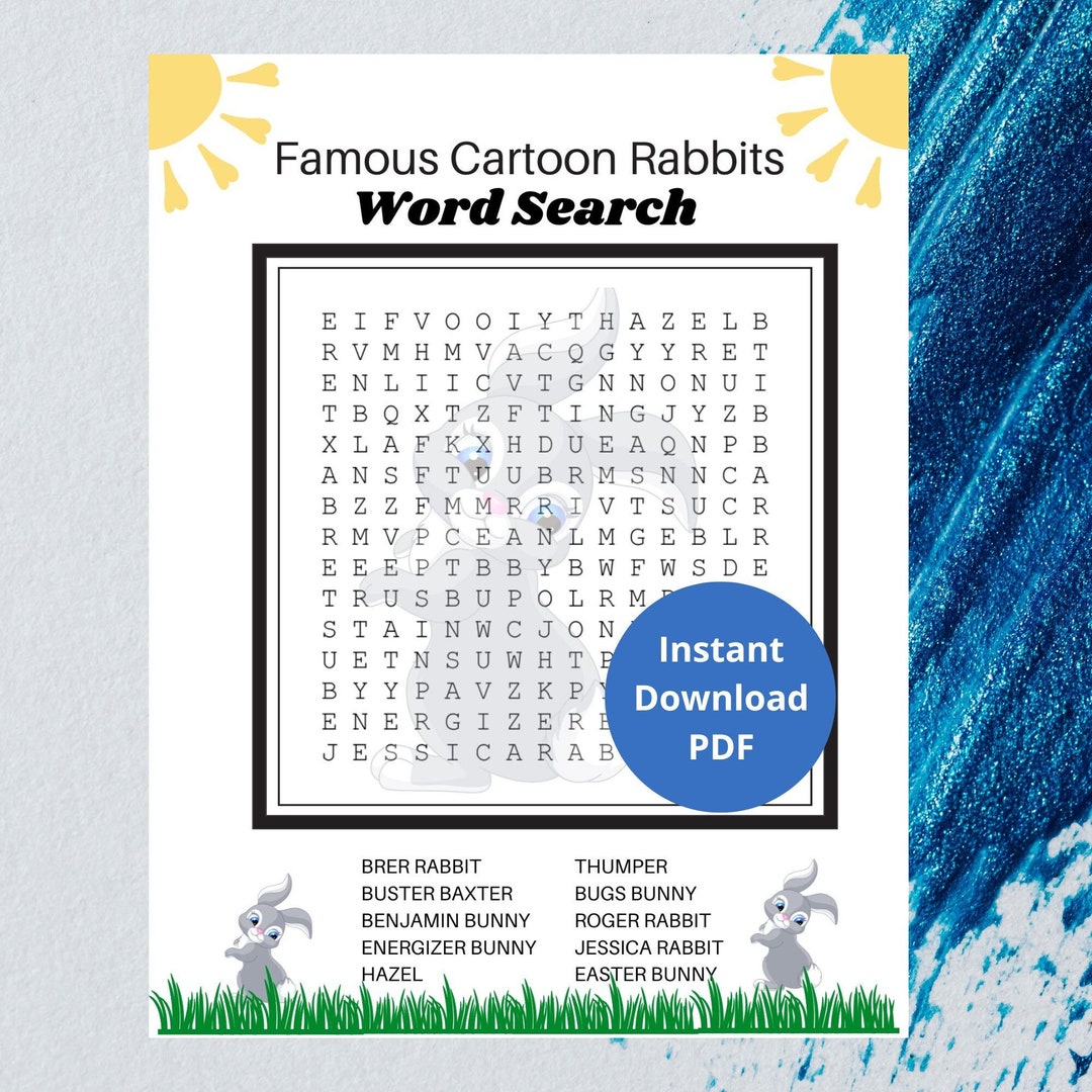 Famous Cartoon Rabbits Word Search Printable With Answer Key - Etsy