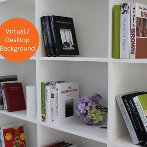 Virtual Bookshelf White Bookshelf Zoom Background, Digital Virtual ...