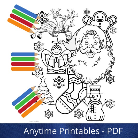 Christmas Collage Coloring Page Santa Coloring Page - Etsy