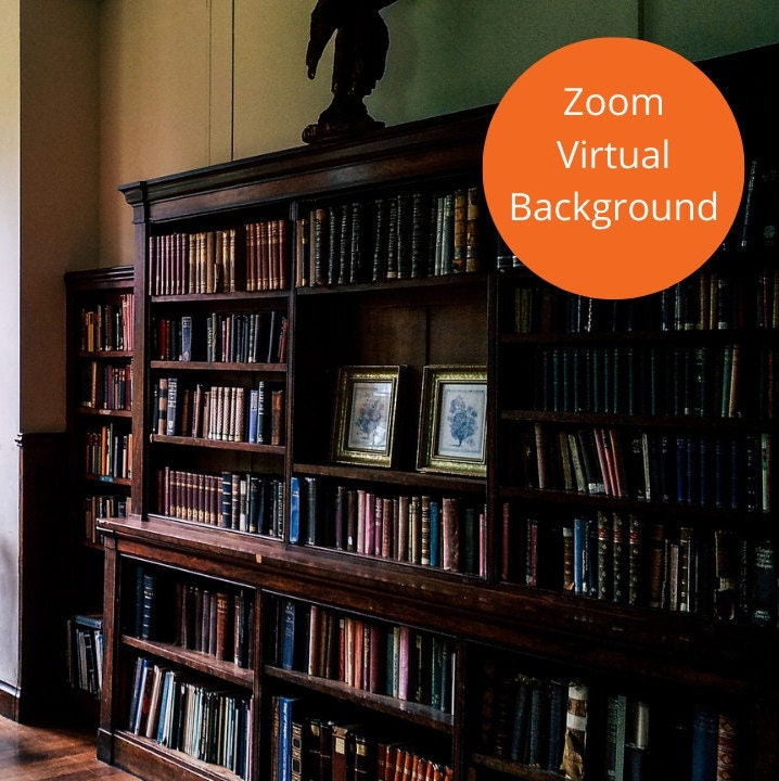 Formal Library Bookshelf Zoom Background, Digital Virtual Background ...