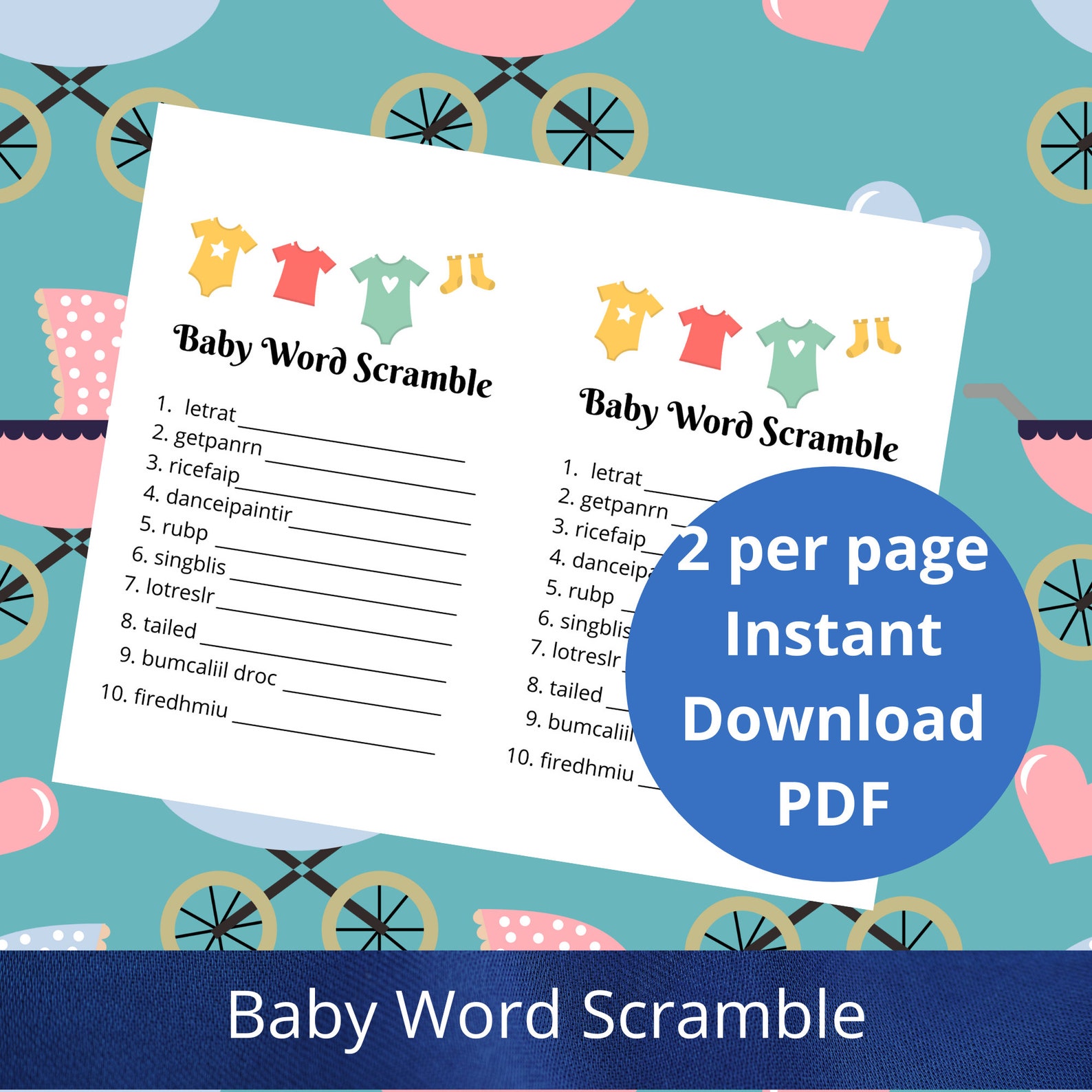 Baby Shower Games, Baby Word Scramble, Word Scramble Party Game ...