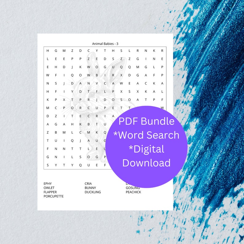 Animal Babies Word Search Printable With Answer Key Animal Theme Puzzle ...